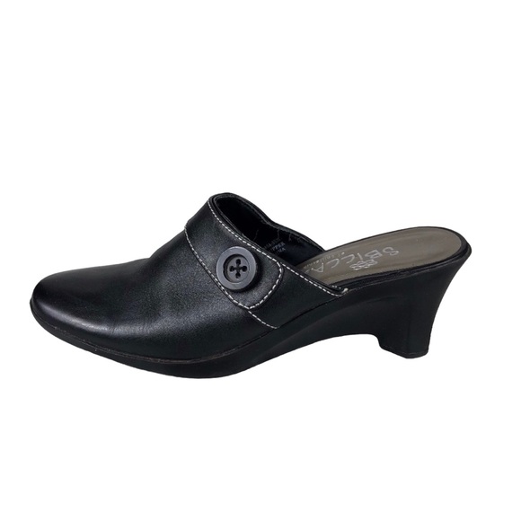 Sbicca | Shoes | Sbicca Of California Black Leather Slide Slip On Mule ...